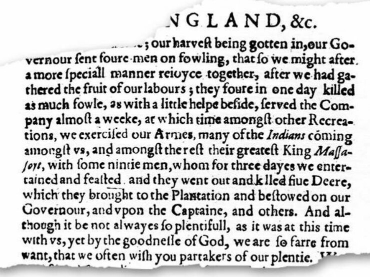 Eye-Witness Account of the 1621 Harvest Celebration